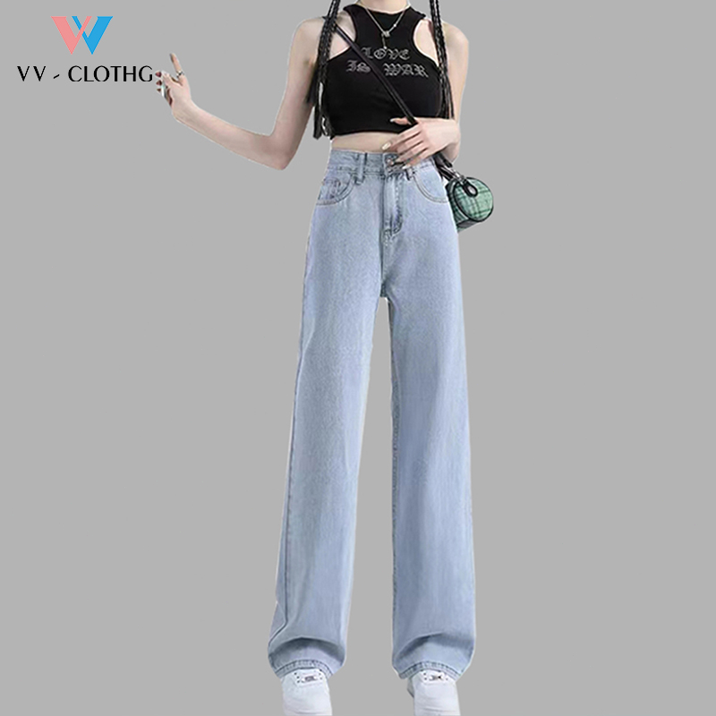 Jual VV - Clothg - Highwaist Loose Jeans - Blue Denim | Shopee Indonesia