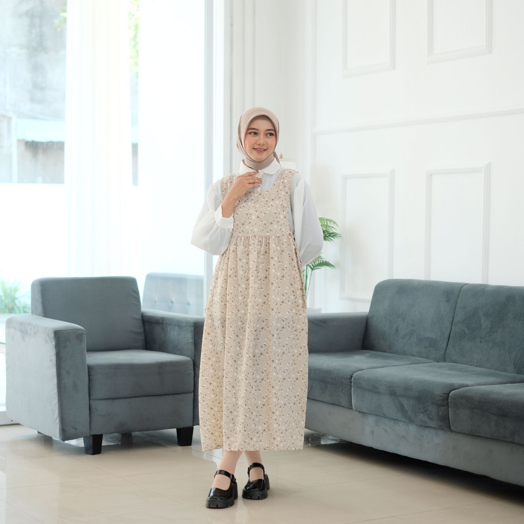 Jual HIMARI MIDI DRESS | DRESS MIDI KOREA | overall motif bunga floral ...
