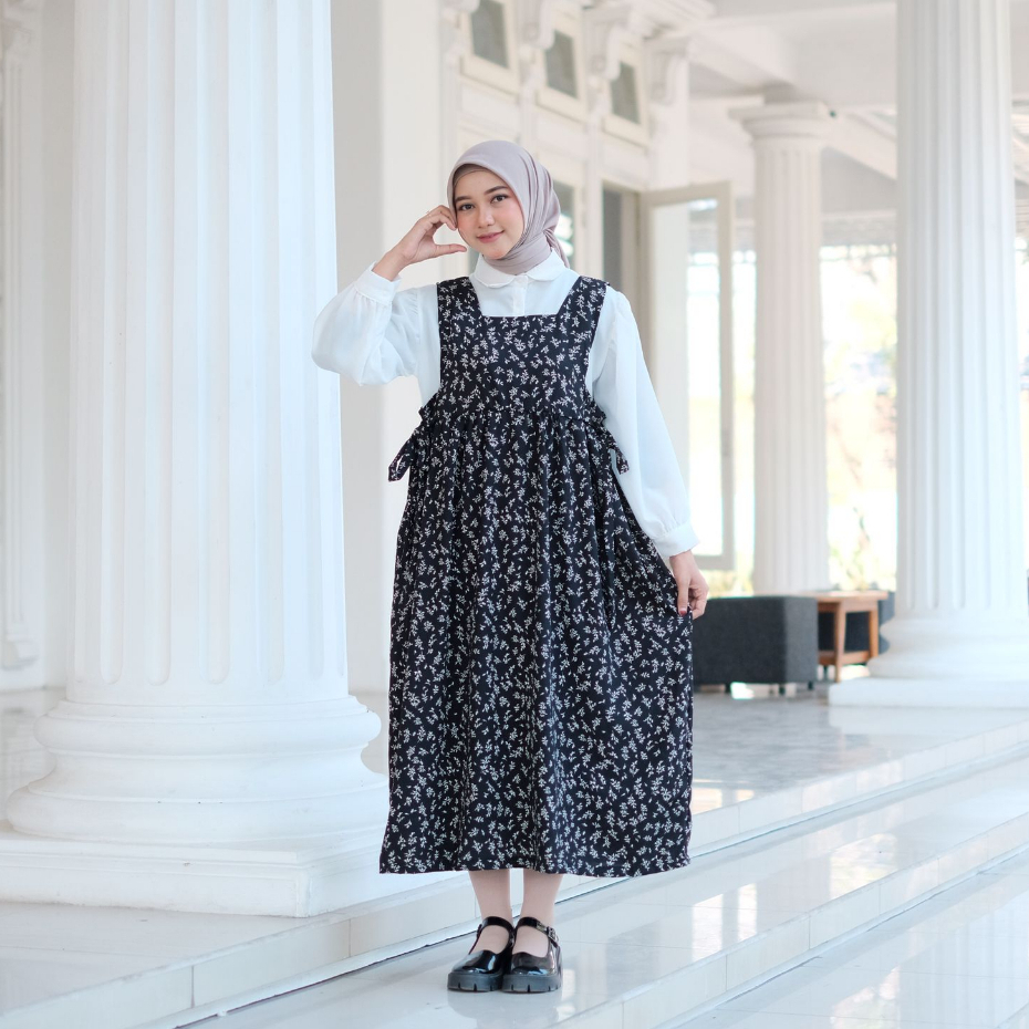 Jual HIMARI MIDI DRESS | DRESS MIDI KOREA | overall motif bunga floral ...