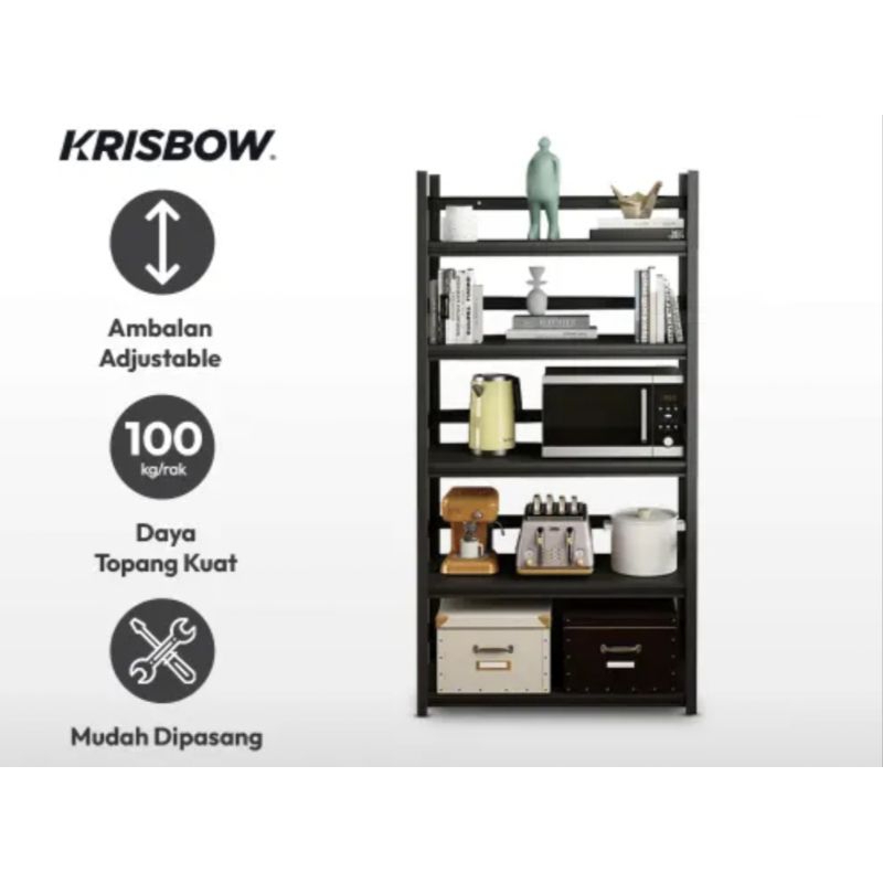 Jual KRISBOW Rak Besi 5 Tingkat Dengan Roda - Hitam | Shopee Indonesia
