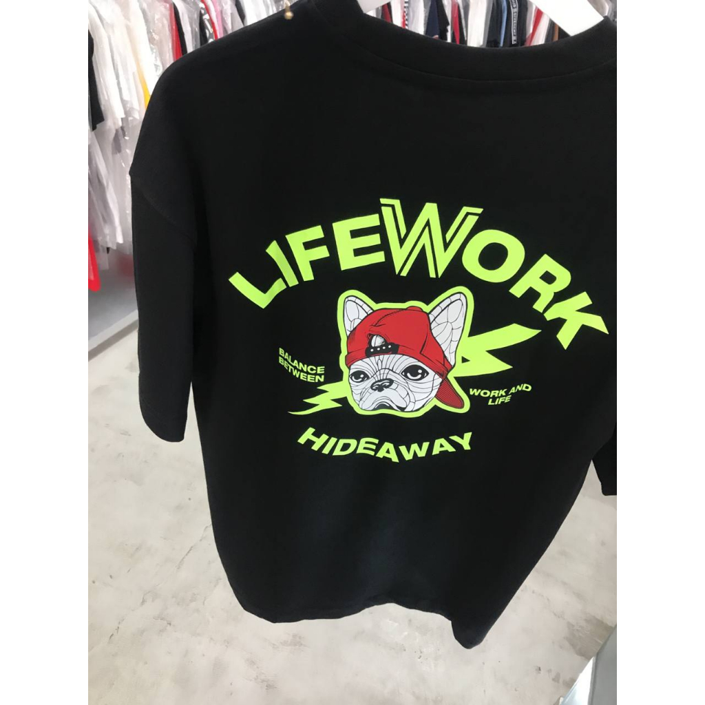 Jual Kaos LIFE WORK HIDEAWAY RADOG CAP BACK NEON BLACK Tshirt 100% ...