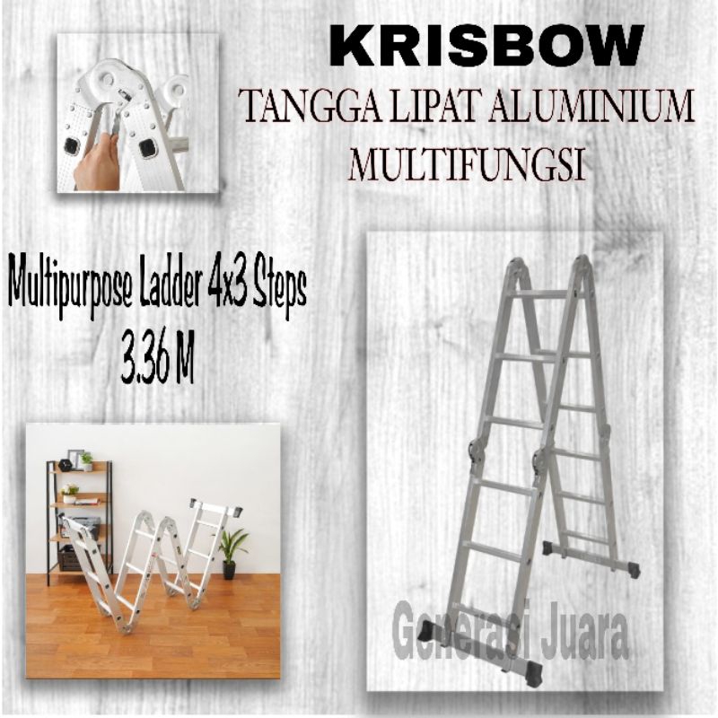 Jual KRISBOW Tangga Lipat Aluminium Multifungsi 4 x 3 Steps 3,4 Meter ...