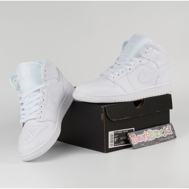 Jual Sepatu Nike Air Jordan 1 Mid Full White Putih | Shopee Indonesia