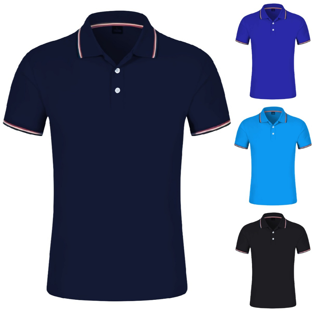 Jual Kaos Polo List kerah (Navy Putih Merah) Tshirt Wangki Polosan Pria ...