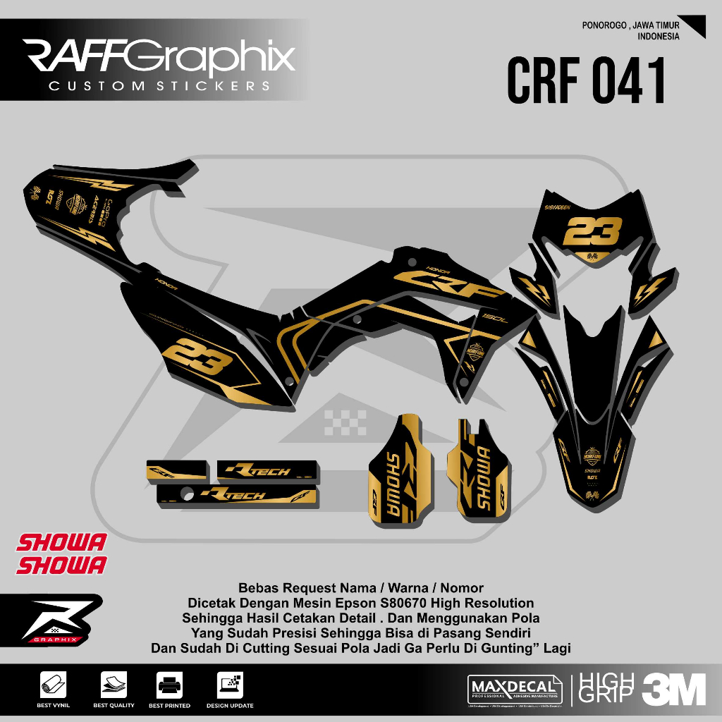 Jual DECAL CRF 150 HITAM GOLD / DECAL CRF SUPERMOTO GOLD | Shopee Indonesia