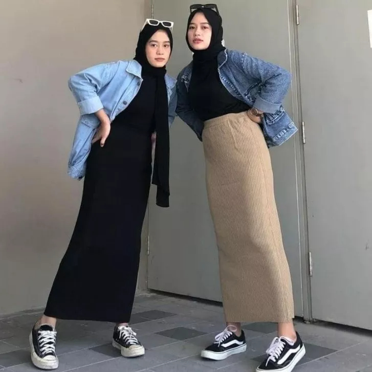 Jual ROK SPAN KNIT ROK panjang Bodycon Slim-fitting | Shopee Indonesia