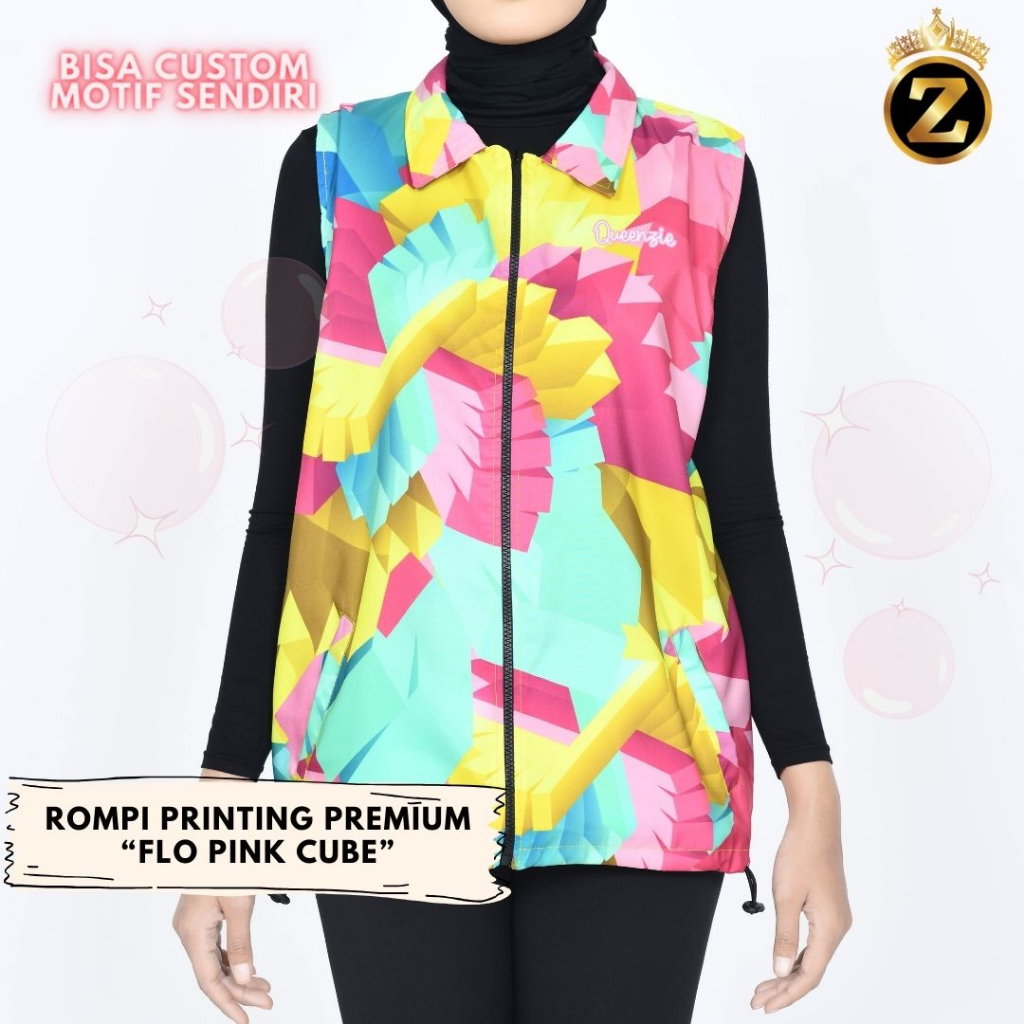 Jual Queennzie Pink Cube Rompi Printing Premium Dewasa | Shopee Indonesia