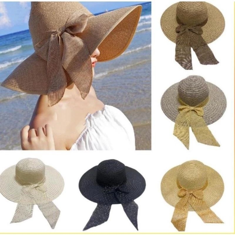 Jual Topi Pantai Wanita Pita Rajut Premium import Topi Bulat Bintik Mas wanita T2 | Shopee Indonesia