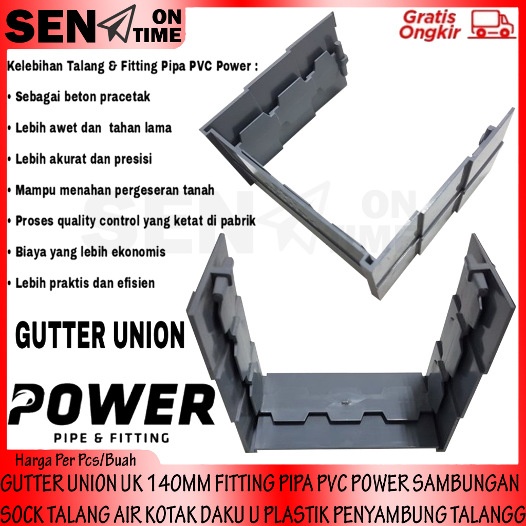 Jual FITTING PIPA PVC TALANG AIR KOTAK GUTTER UNION POWER UK 140MM ...
