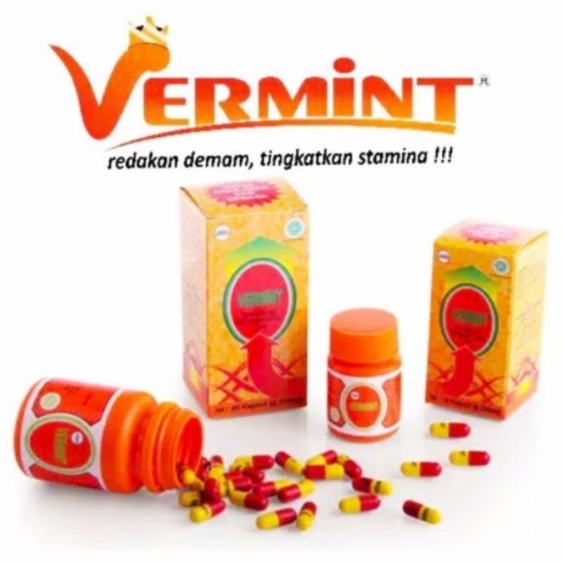 Jual Vermint Besar Isi 30 kapsul isi 12 Kapsul Cacing Membantu ...