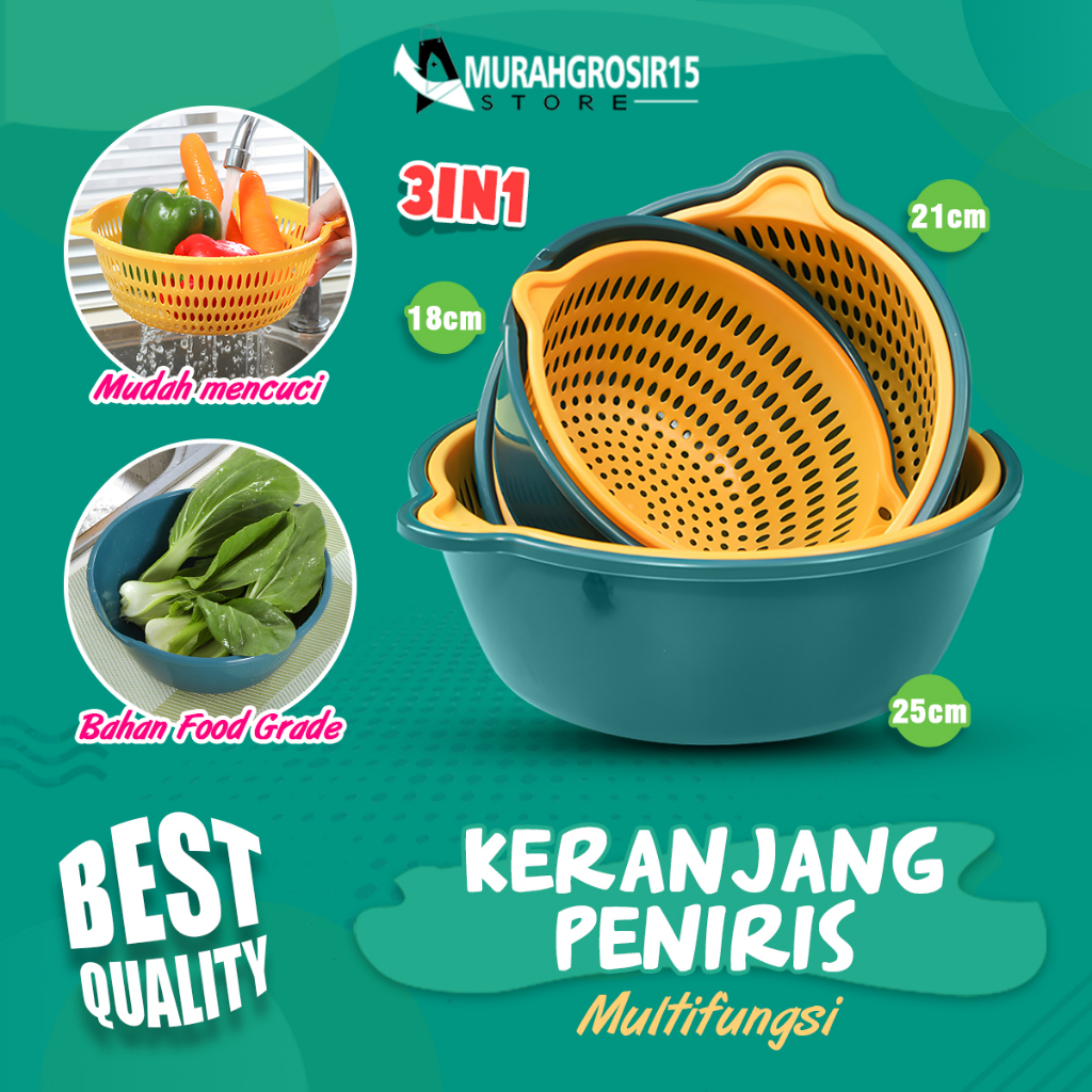 Jual Baskom Peniris Sayur Buah Baskom Pencuci Makanan Wadah Tirisan ...