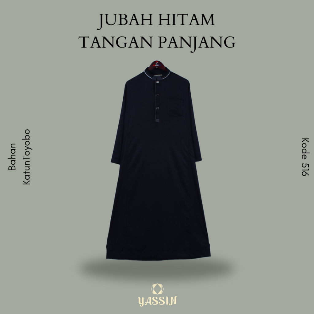 Jual 516 Jubah Gamis Pria Hitam / Jubah Hitam Polos / Gamis Hitam ...