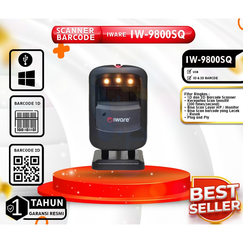 Jual Barcode Scanner 1D 2D Iware Omni IW-9800SQ Auto Sense Usb | Shopee ...