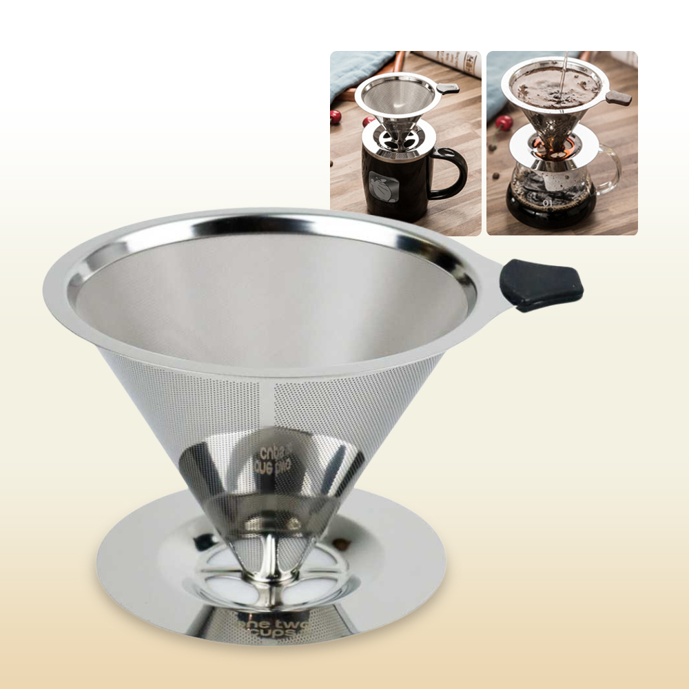 Jual Dripper V60 Stainless Steel Filter Penyaring Kopi Double Layer ...