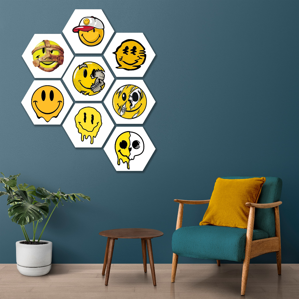 Jual HIASAN DINDING HEXAGONAL EMOTICON AESTHETIC / POSTER KAYU / WALL ...