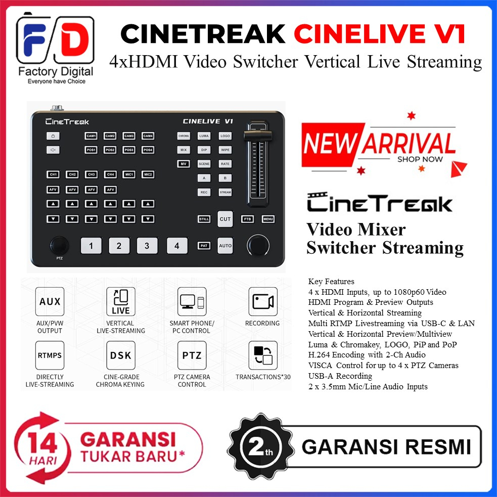 Jual Cinetreak Cinelive V1 Mixer Video Swithcer FHD 4-Channel HDMI - Resmi | Shopee Indonesia
