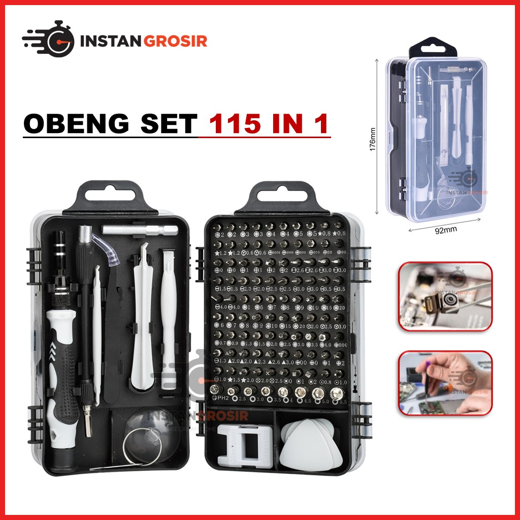Jual Obeng Hp Full Set Multifungsi 115in1 Alat Perbaikan Laptop Hape Service Komputer Handphone ...