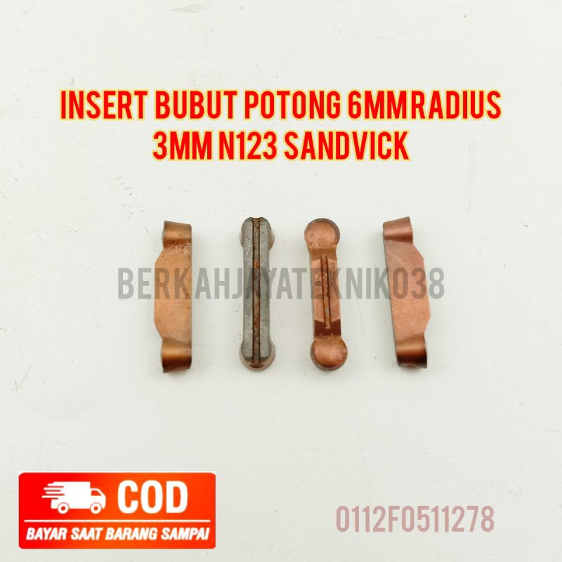 Jual Insert Bubut Potong 6mm Radius 3mm N123 Sandvick Untuk Holder ...