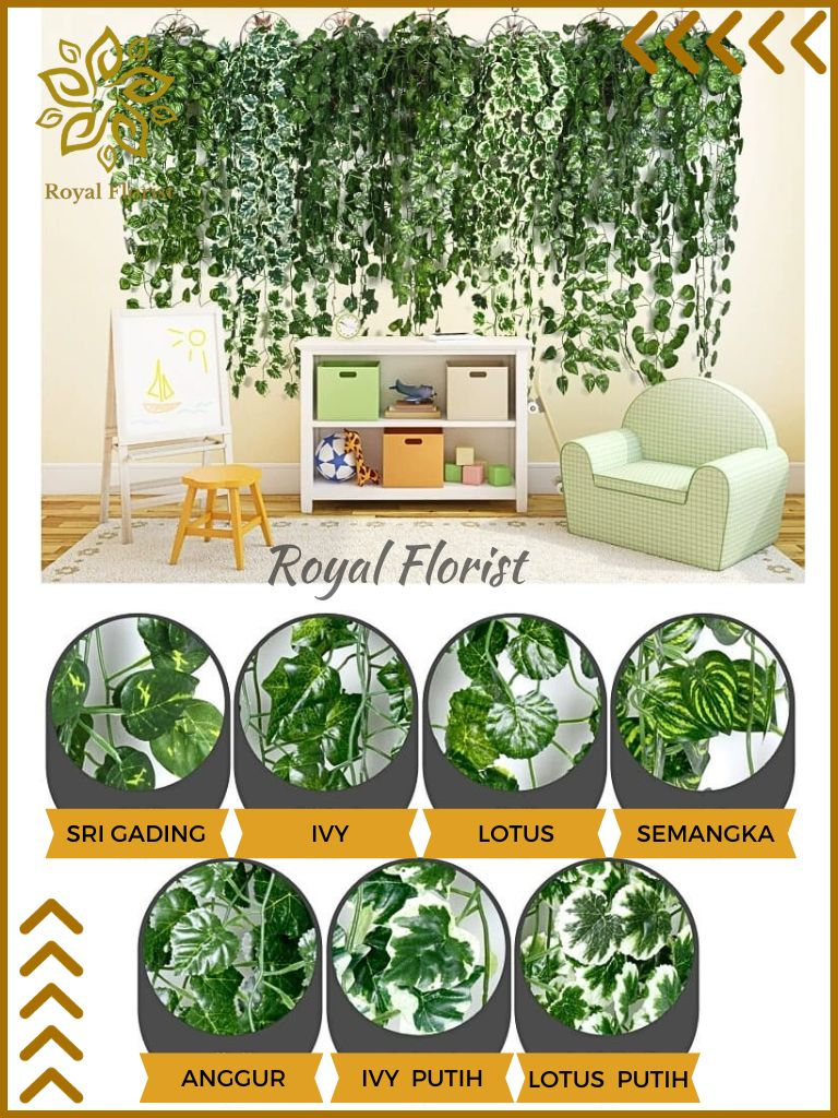 Jual [12 PCS] Daun Rambat Sulur 2,4 Meter/Daun Juntai Dekorasi/Daun ...