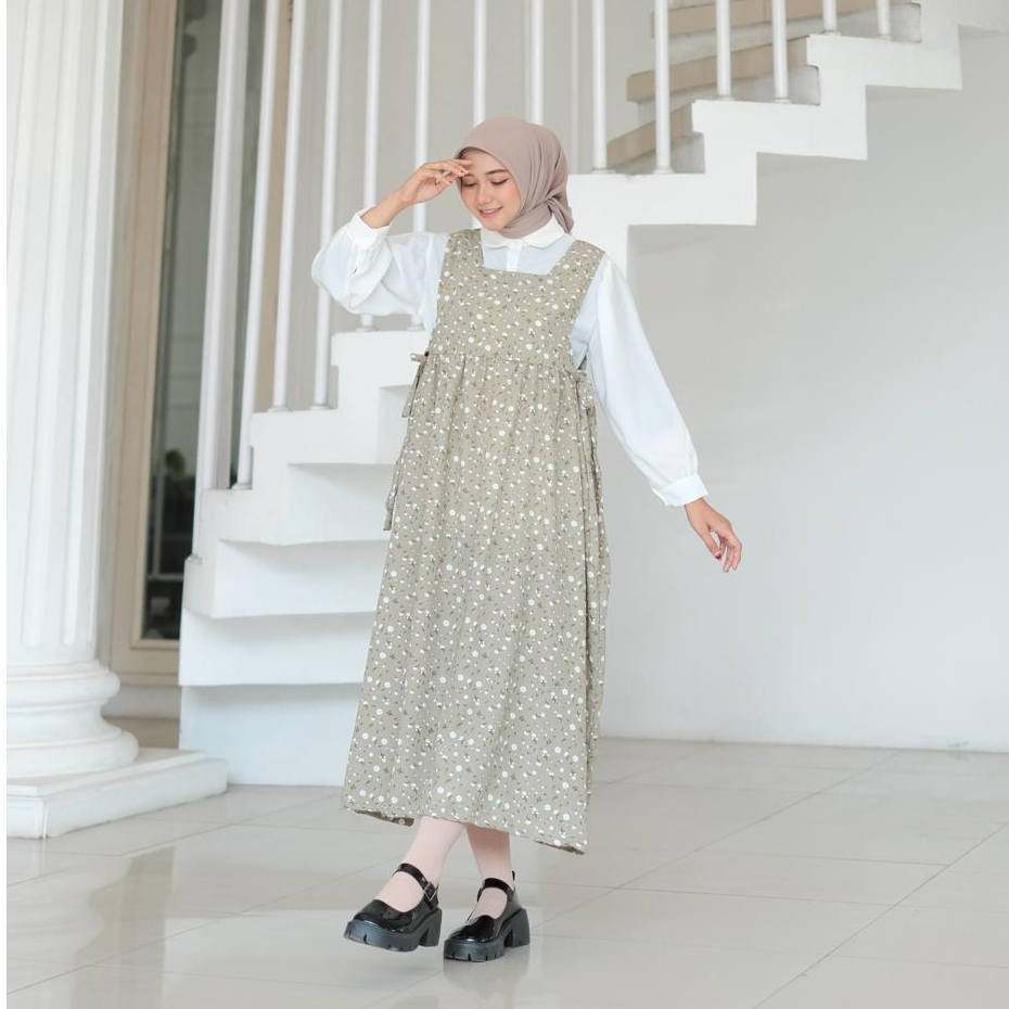 Jual CAMELIA MIDI DRESS OVERALL MOTIF / HIMARI MIDI OVERALL DRESS MOTIF ...