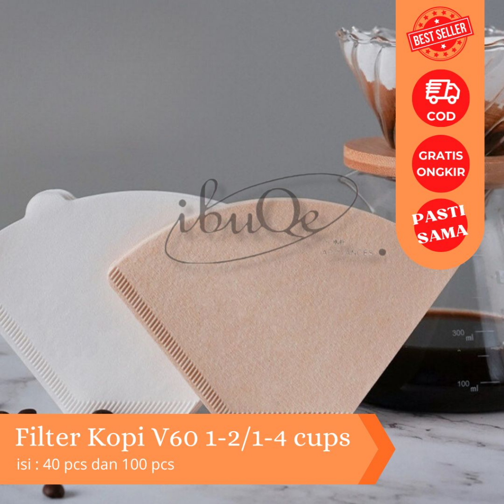 Jual KERTAS FILTER SARINGAN KOPI V60 01-02 / 40-100Pcs 1-2 / 1-4 CUPS ...