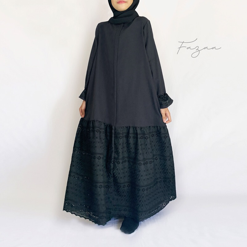 Jual Safara Dress Gamis Hitam Bordir Ibu dan Anak Perempuan Premium ...