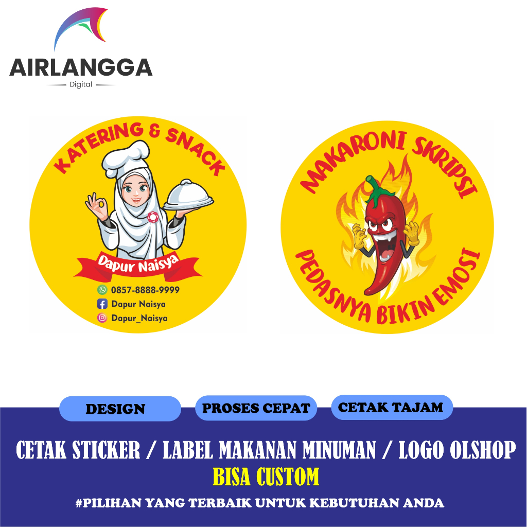 Jual Cetak Sticker Label Makanan / Minuman Bulat Nama Produk Toples ...