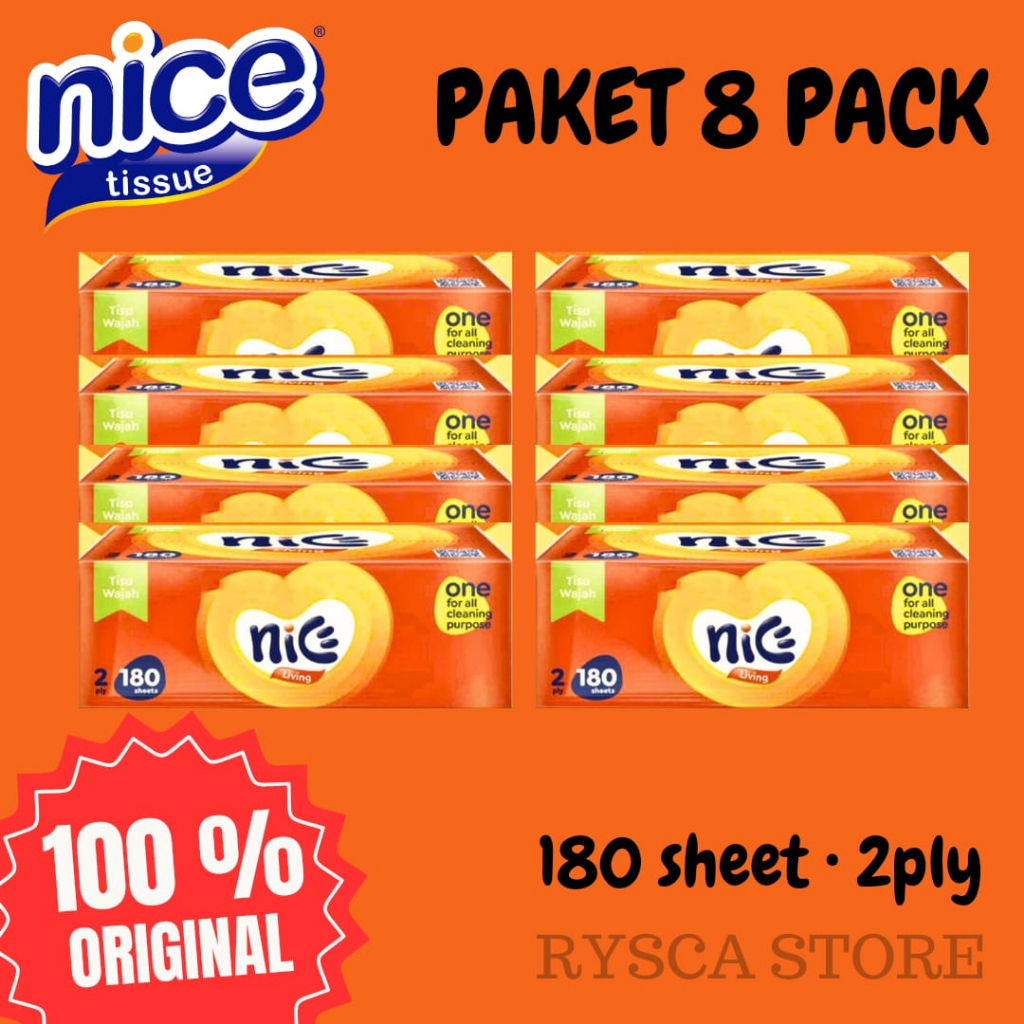 Jual Tisu Nice Murah 180 Sheet 2 Ply - HARGA ISI PAKET 8 PACK | Shopee ...