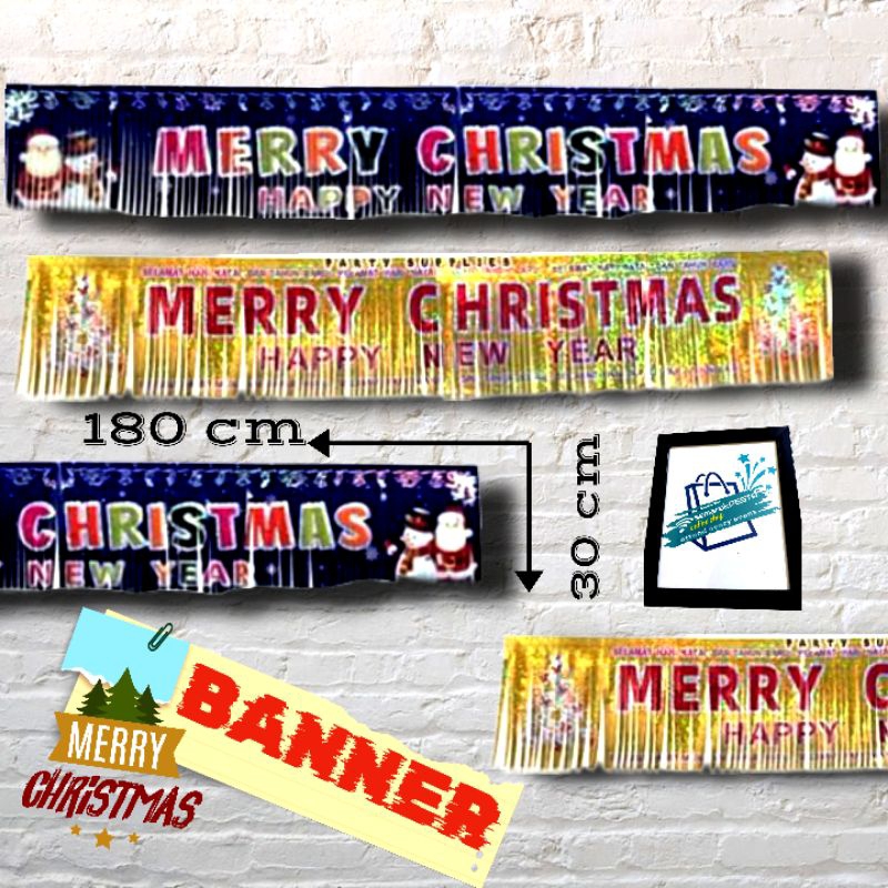 Jual banner rumbai merry christmas happy new year,banner rumbai natal ...