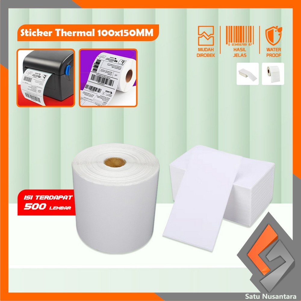 Jual SN-A72 Label Sticker Thermal 100x150 MM Isi 500 LEMBAR / Kertas Stiker Resi Label Barcode ...