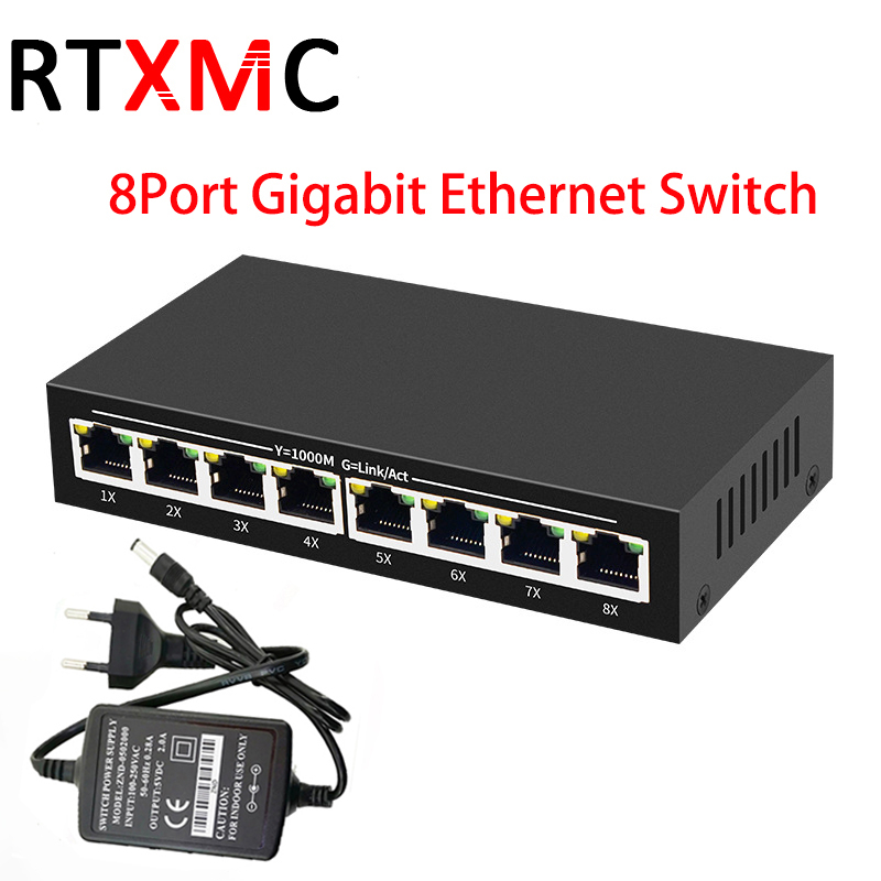 Jual 8 Port Gigabit Switch Desktop RJ45 Ethernet Switch 10/100/1000mbps ...