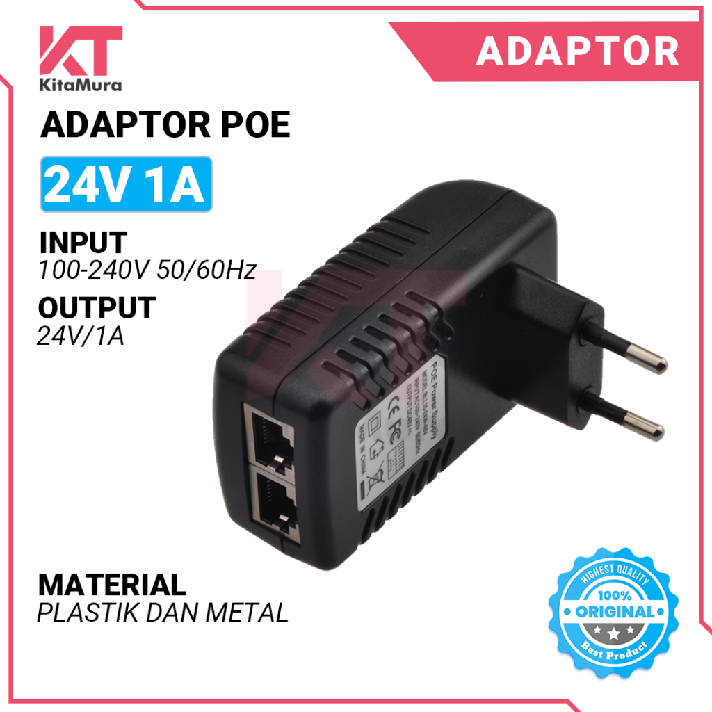 Jual POE Adaptor Injector 24V 1A || POE LAN 24V 1A | Shopee Indonesia