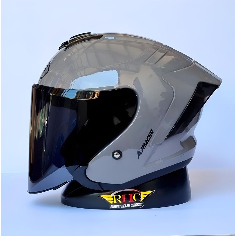 Jual helm JS armor half face sni warna hitam gloss | Shopee Indonesia