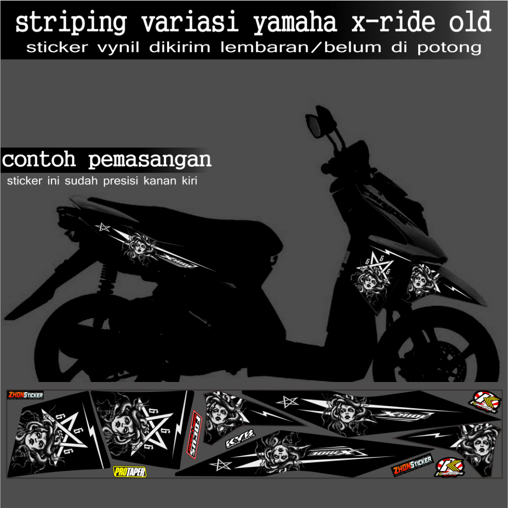 Jual striping variasi yamaha x-ride old motif medusa sticker polet bodi ...