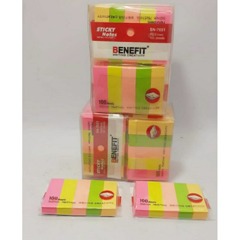 Jual Sticky Notes Benefit 76 x 51 mm 5 warna | Shopee Indonesia