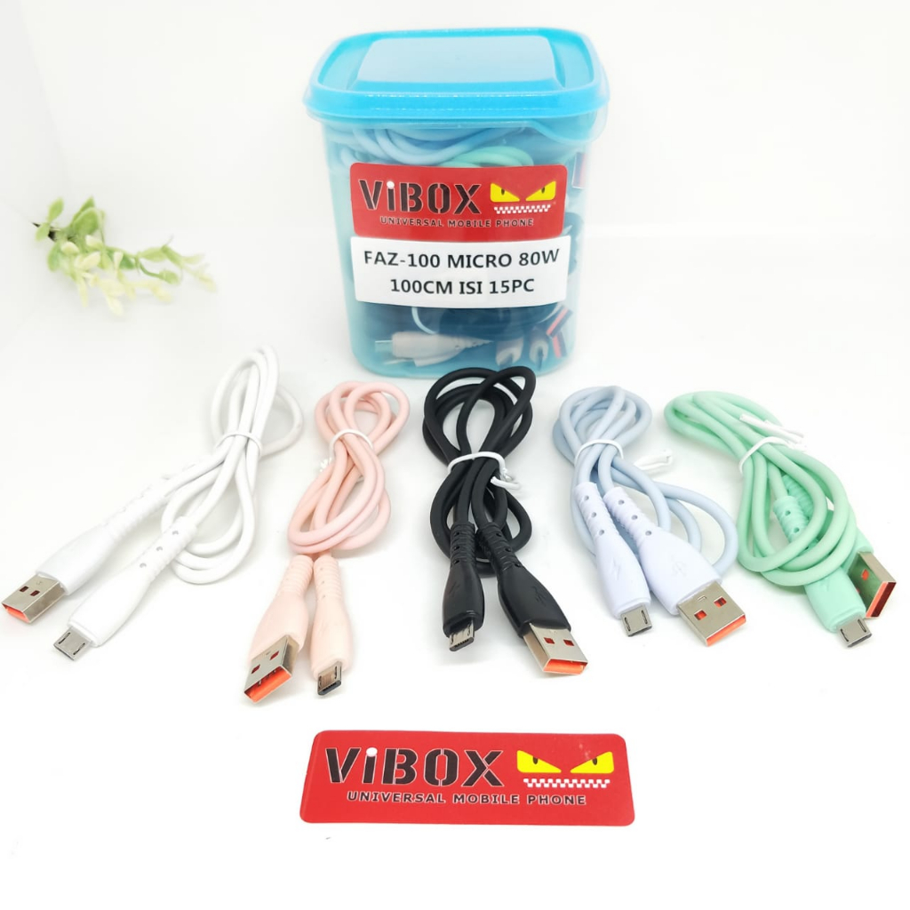 Jual {isi 15pc} Faz-100 Kabel Data Toples Micro Vibox 80w Cable Usb For ...