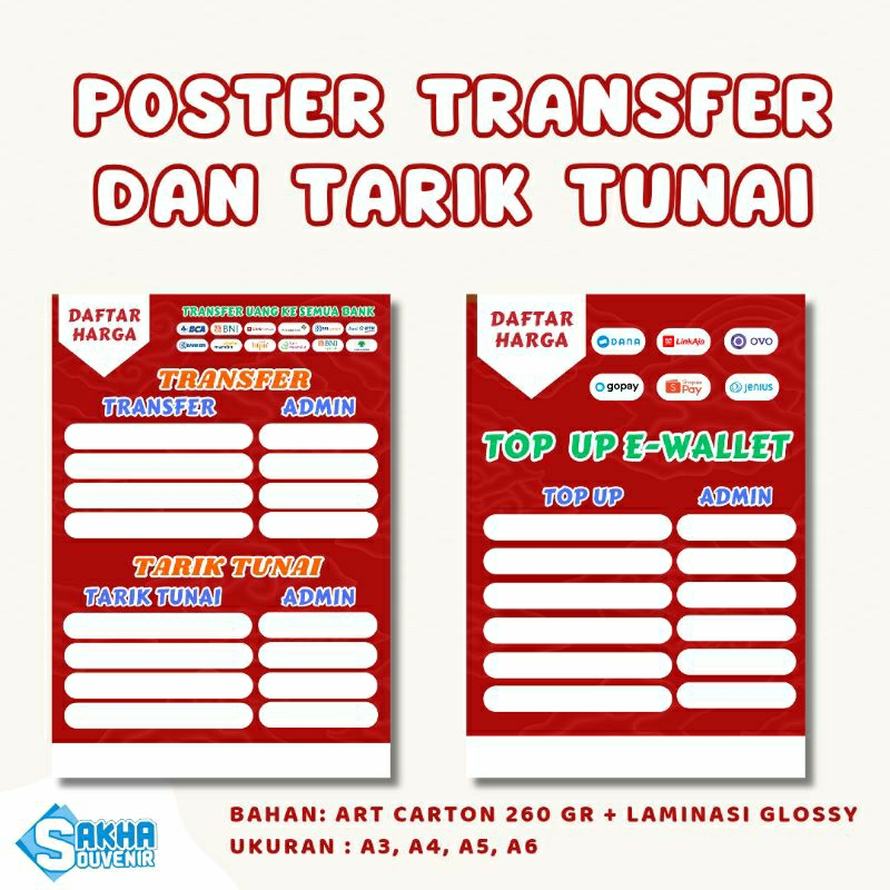 Jual POSTER TRANSFER TUNAI TARIK TUNAI | Shopee Indonesia