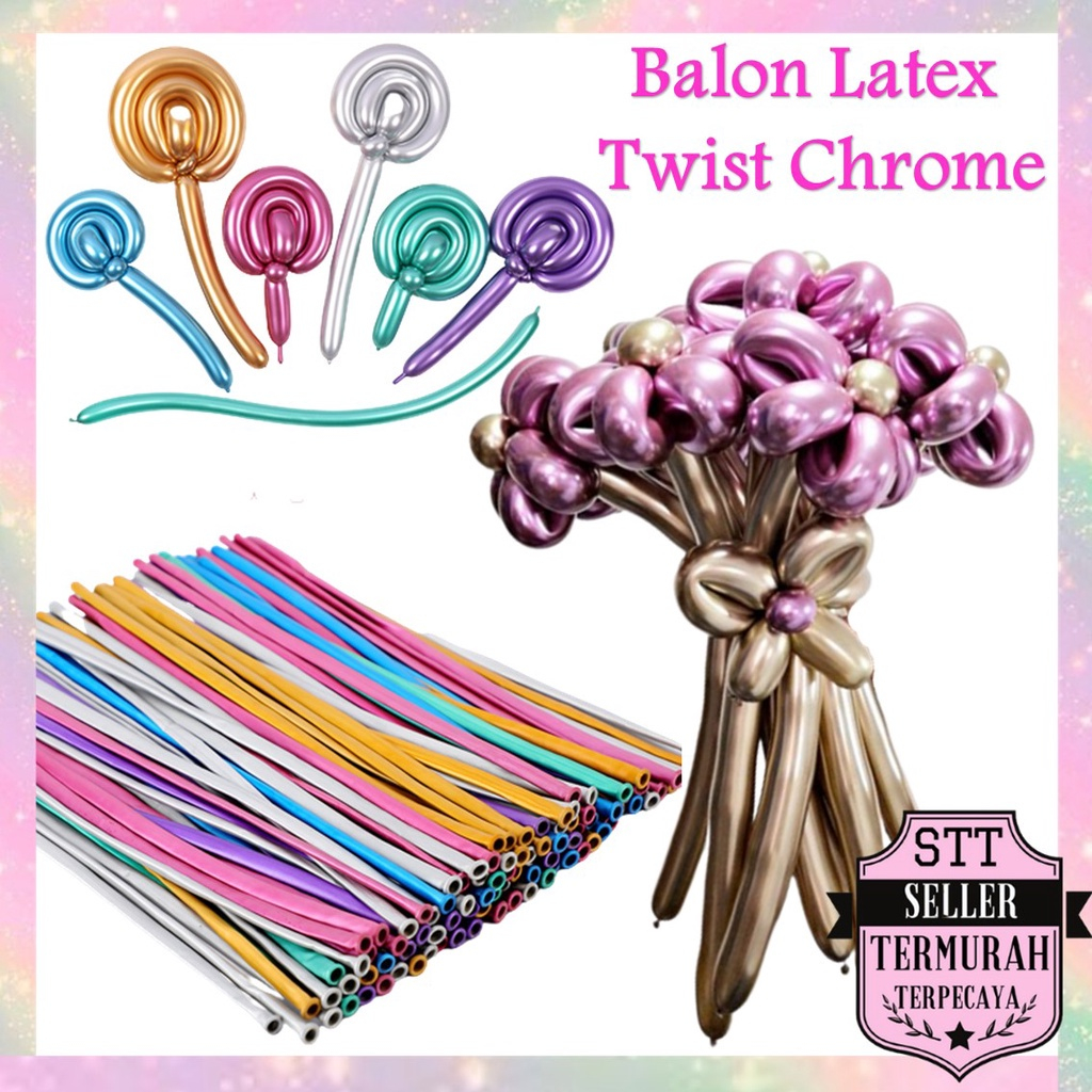 Jual (Isi 100 Pcs ) Balon Twist Chrome per Pack isi 100 / Balon Panjang ...