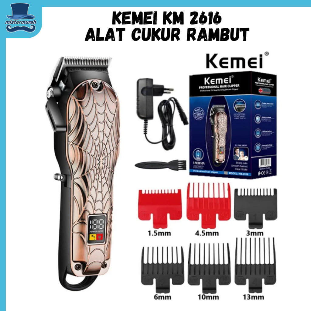 Jual Kemei 2616 Mesin Alat Cukur Rambut Elektrik Hair Clipper Electric KM 2616 Original Spider ...