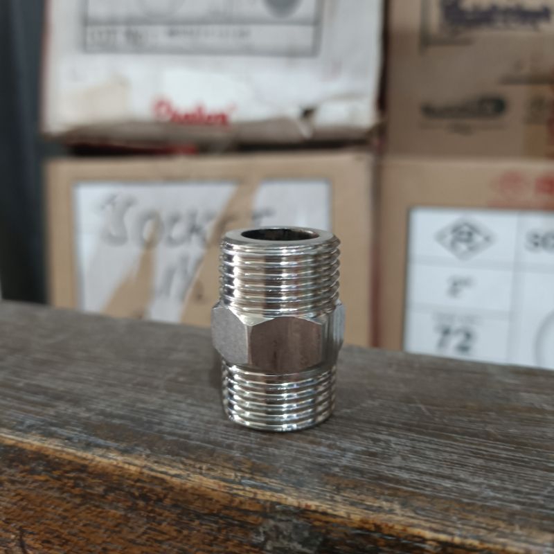Jual Double Drat Stainless 1/2" inch | Double Nepel | Double Nipple | Shopee Indonesia