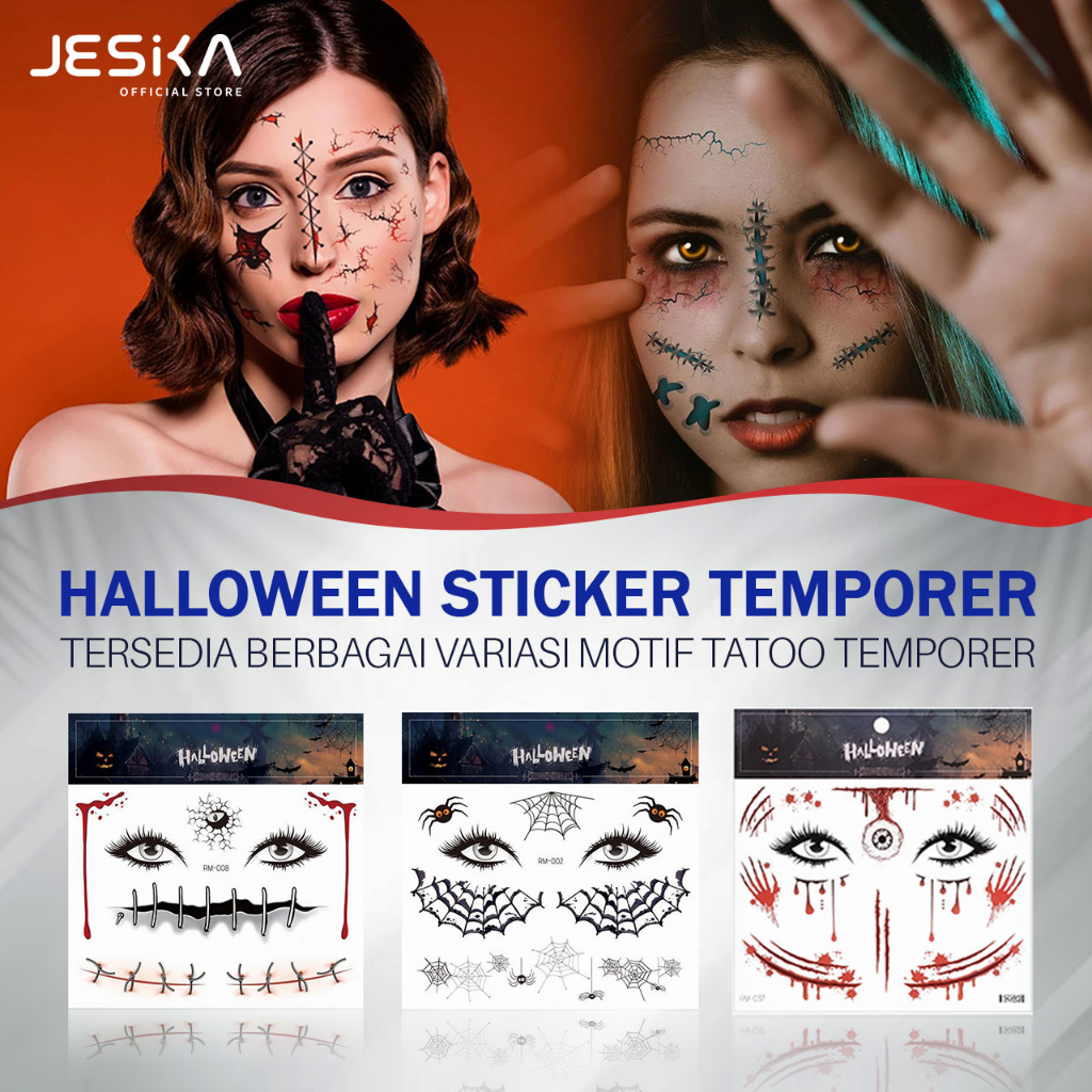 Jual Stiker tato halloween horor full scary face body tatto prank pesta ...