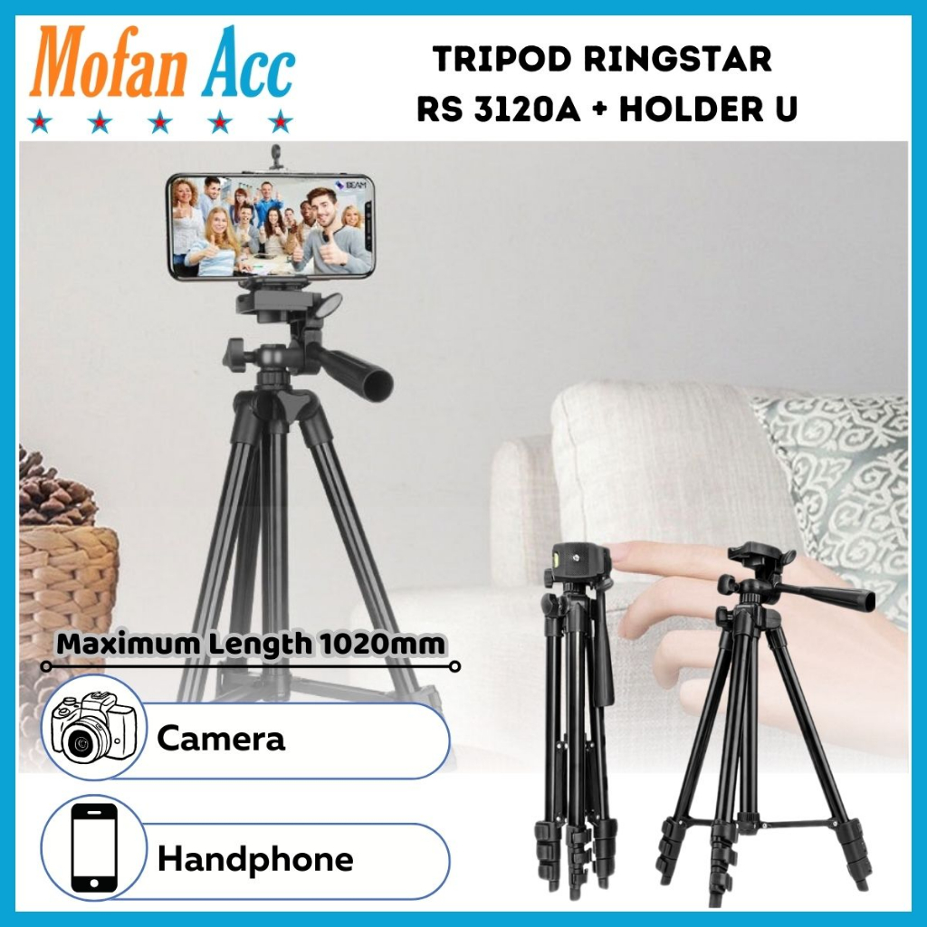 Jual Tripod Ringstar RS 3120A + Holder U for Camera Digital DSLR Handycam hp kamera fotografer ...