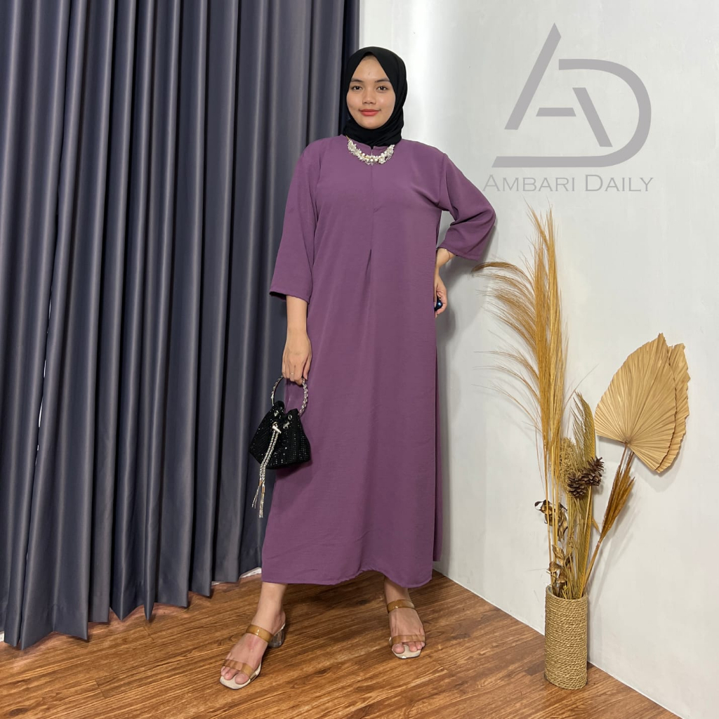 Jual GAMIS DASTER VIRAL LENGAN 3/4 CRINKEL TERBARU | Shopee Indonesia