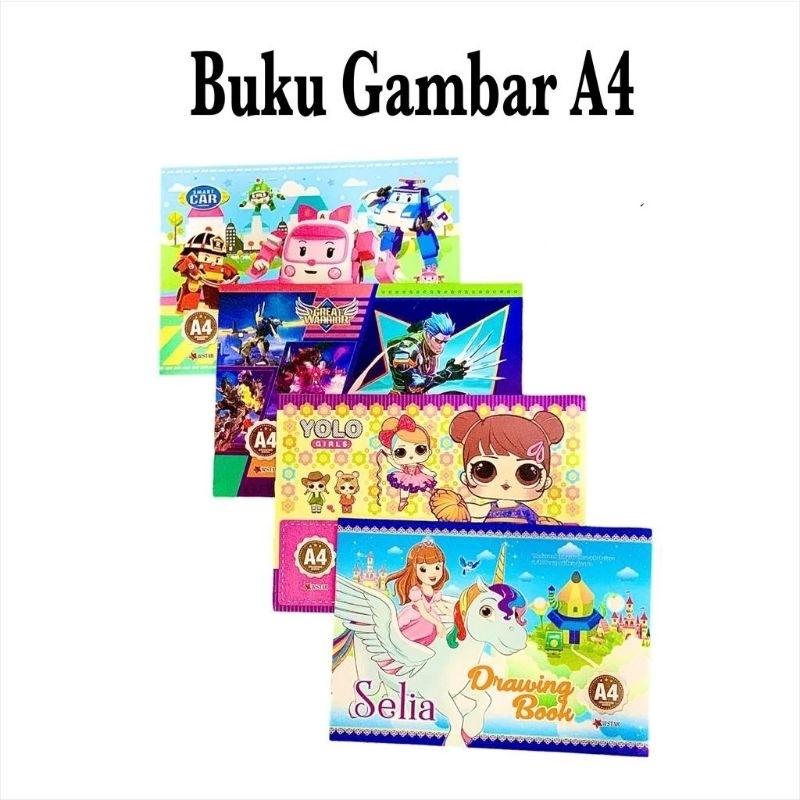 Jual Buku gambar fancy A4/Drawing book karakter A4 (1 pak isi 10pcs) | Shopee Indonesia