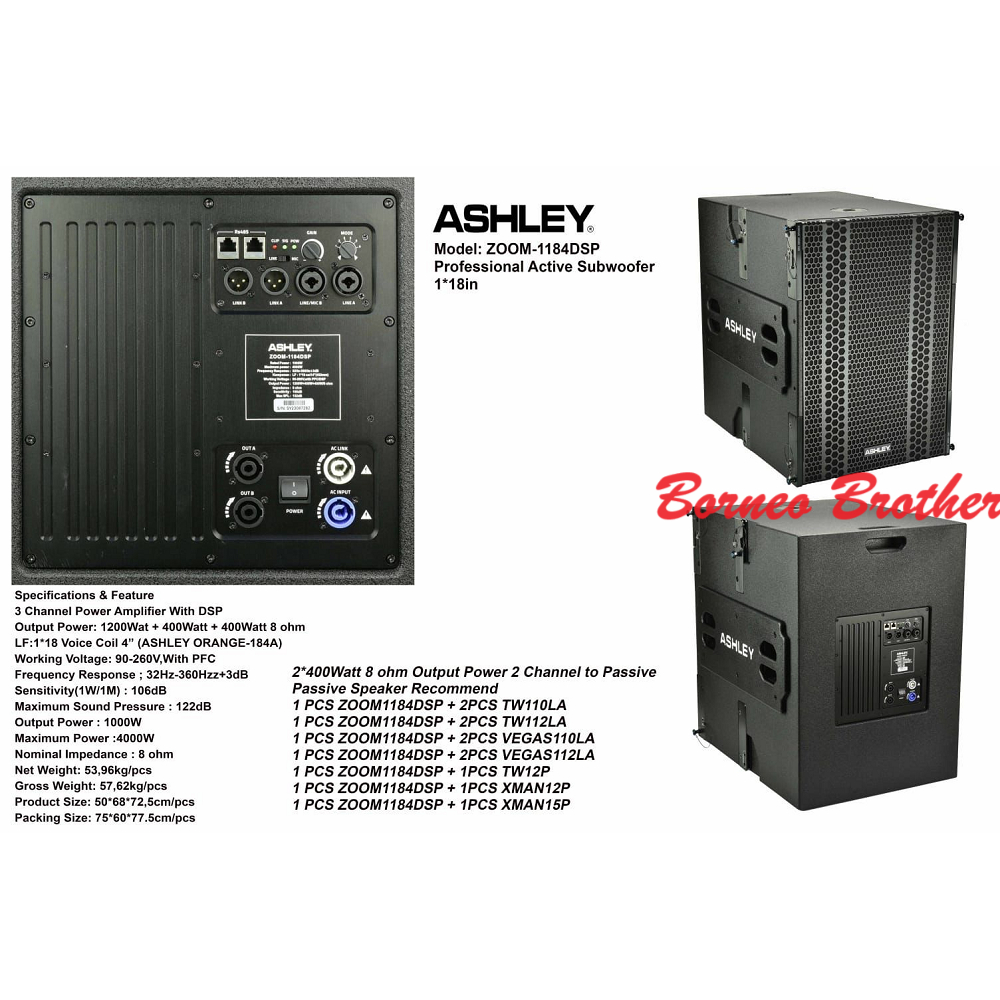 Jual Ashley ZOOM-1184DSP Original Subwoofer Aktif 18 Inch 4000 Watt ...