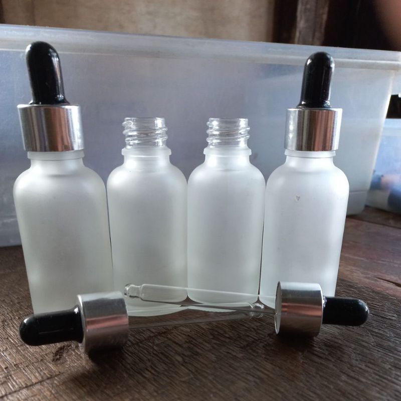 Jual botol kaca 30ml frosted pipet silver karet hitam | Shopee Indonesia