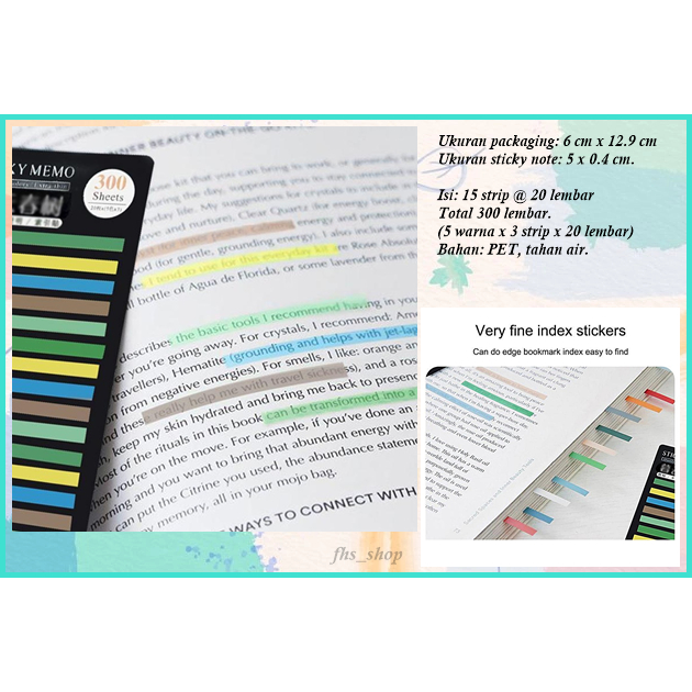 Jual 300 Pcs Sticky Notes Strip Sticky Transparan Memo Tempel Penanda ...