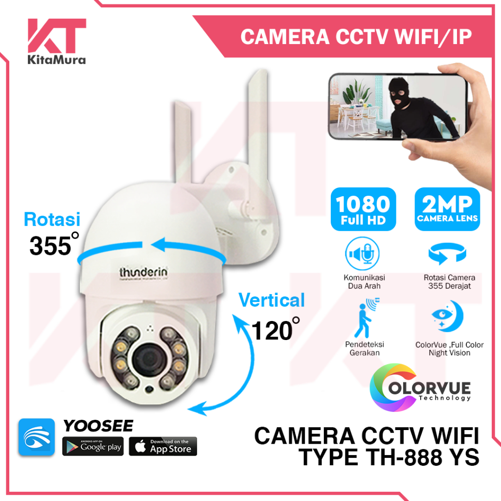 Jual Camera CCTV IP PTZ 2MP Full HD 1080, Full Color 24 Jam, Kamera ...
