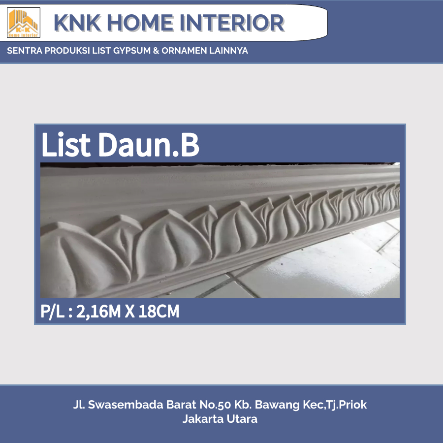 Jual List Gypsum 18cm / Lis Gypsum Motif Daun Panjang 2 Meter / List ...