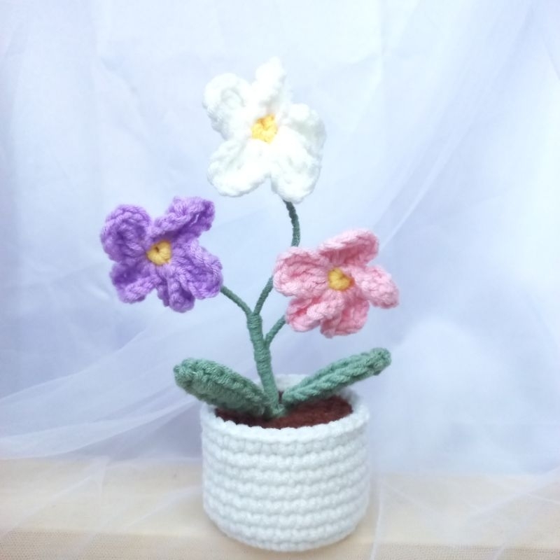 Jual Bunga rajut in Pot | Bunga dalam Pot | Shopee Indonesia